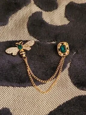 Fashion Jewelry | Jewelry | Gold Bee Pin With Emerald Green Clear ...